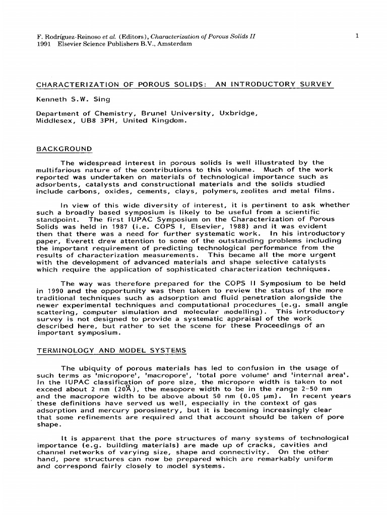 Characterization of Porous Solids | PDF | Chemical Substances | Chemistry