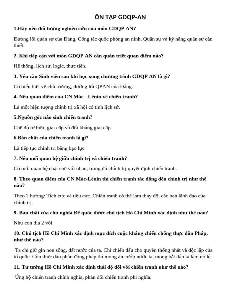 ÔN TẬP GDQP | PDF