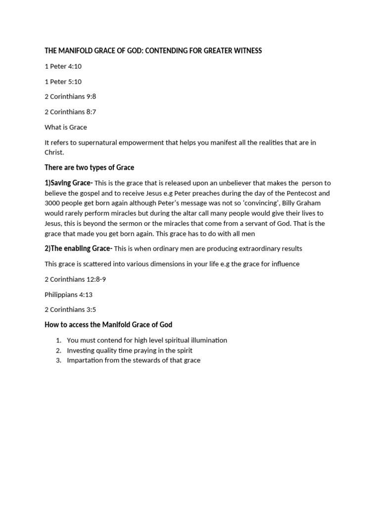 The Manifold Grace of God | PDF