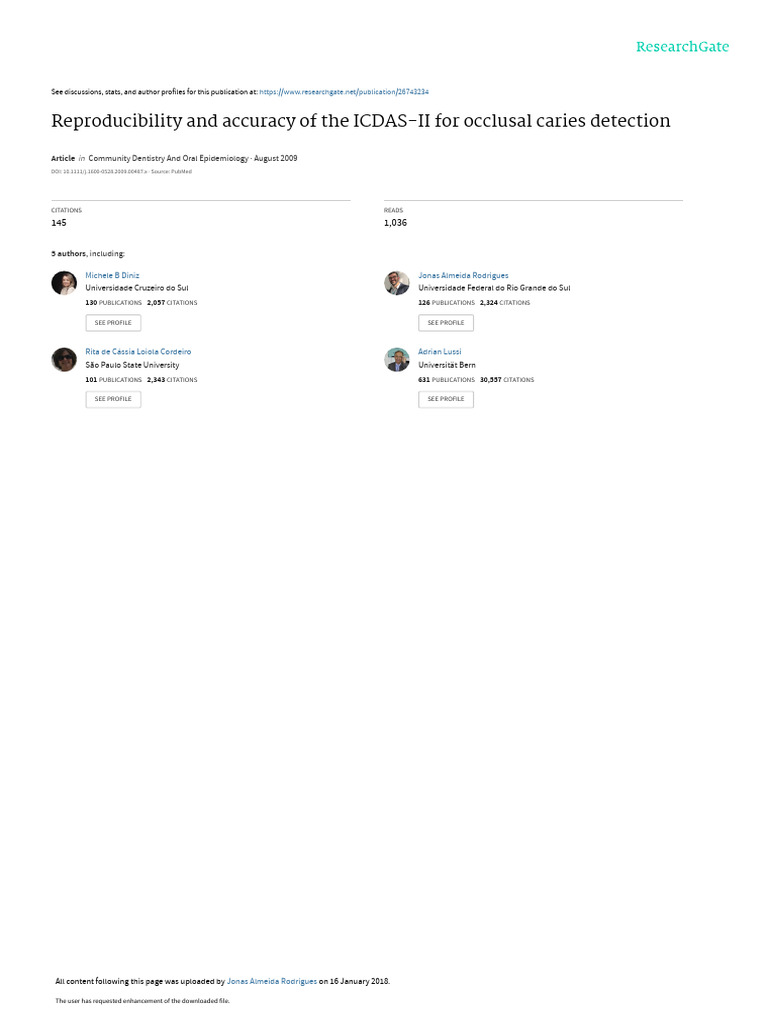 Dentists: ICDAS-II Caries Detection | PDF | Tooth Enamel | Sensitivity ...