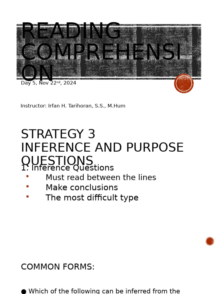 Inference and Purpose in Reading Comprehension | PDF