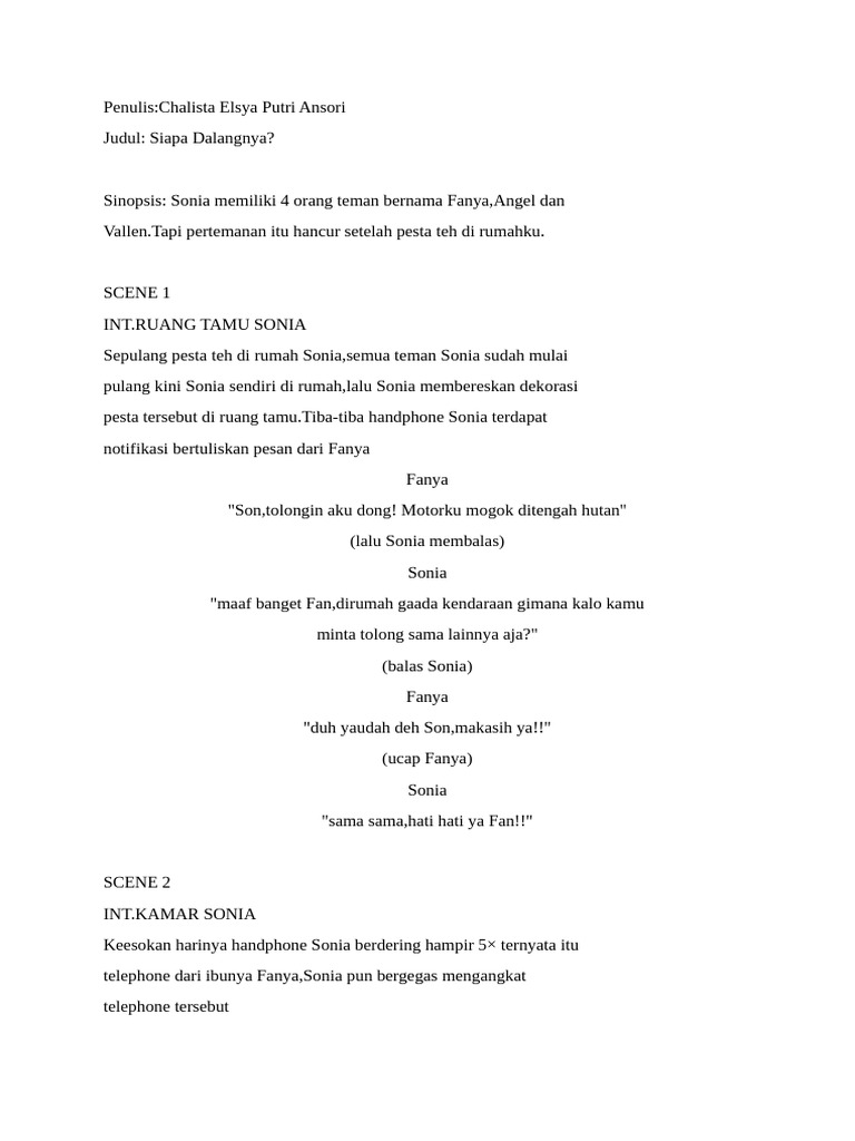 Siapa Dalangnya, Chalista Elsya Putri Ansori, 7B | PDF