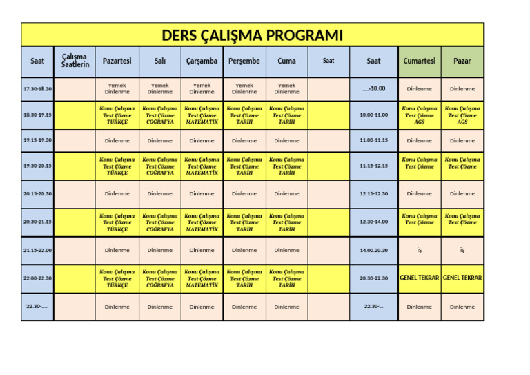 Kpss Calisma Programi | PDF