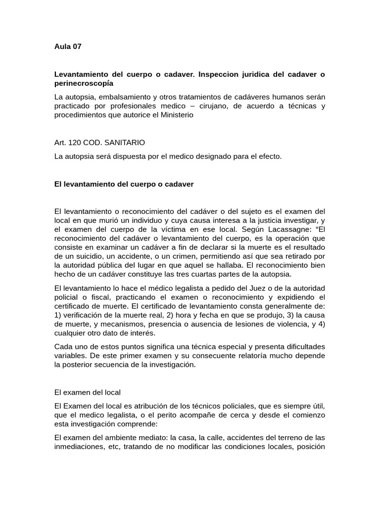 Aula 07 | PDF | Autopsia | Cadáver