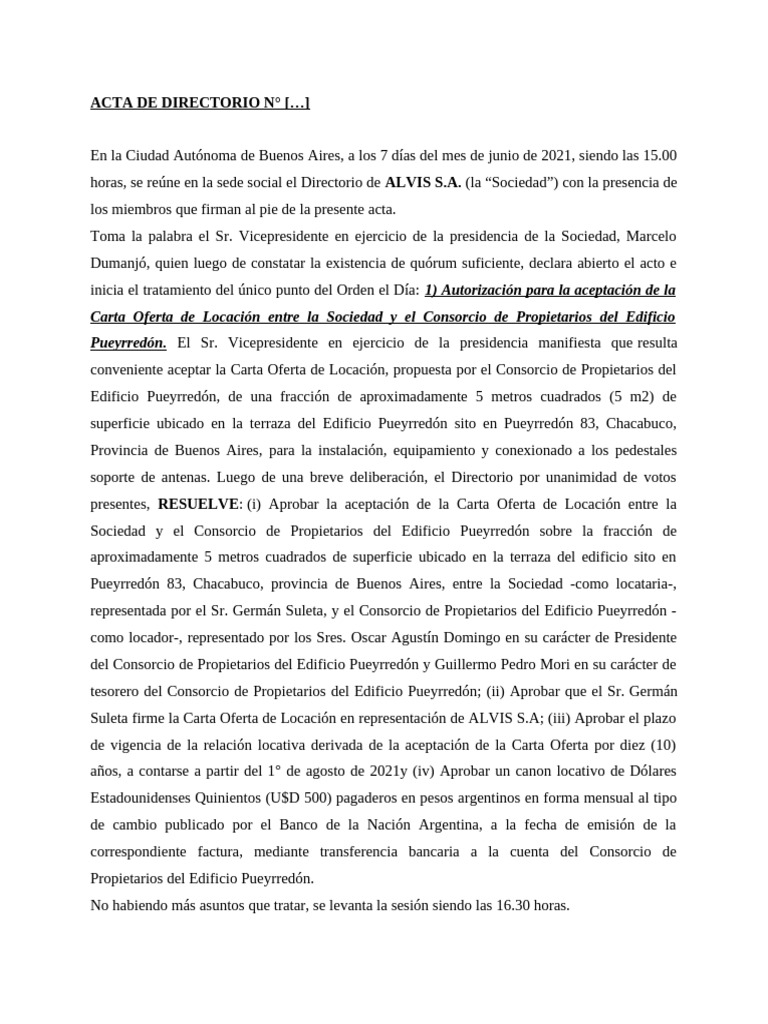 AD ALVIS CARTA DE OFERTA VF Aprobada Por MD AKS JCP | PDF | Argentina