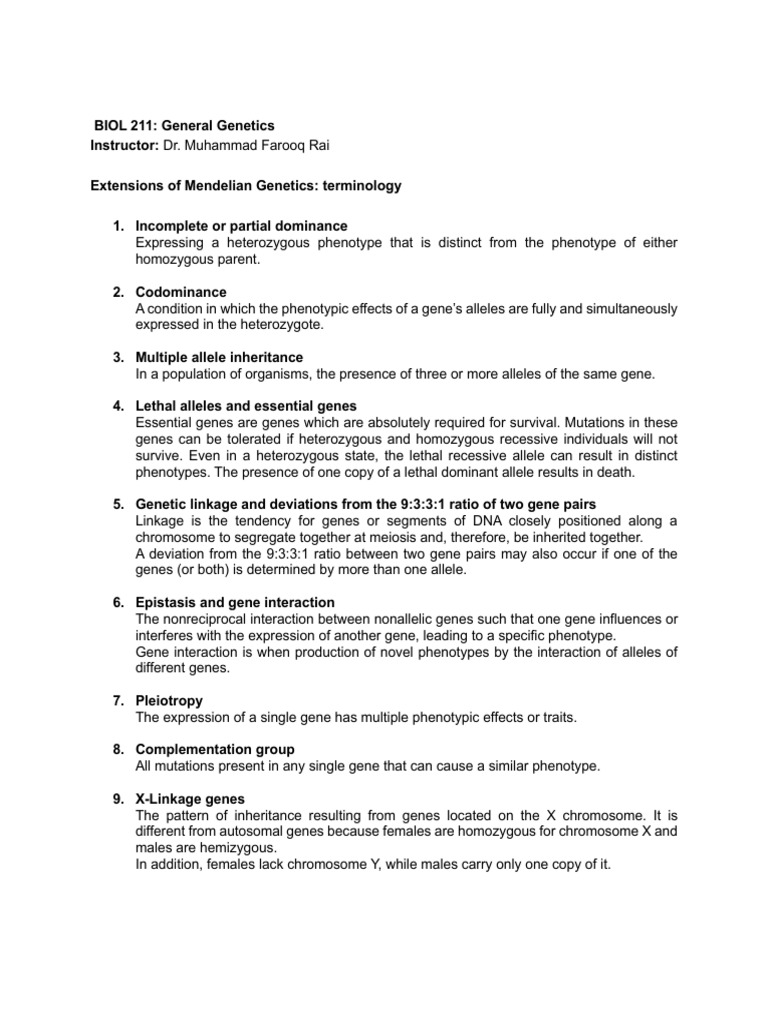 Extensions of Mendelian Genetics Explained | PDF | Dominance (Genetics ...