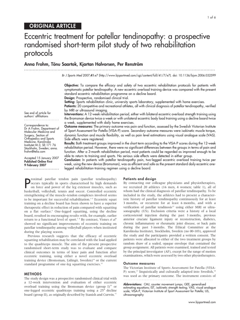 Frohm 2007 | PDF | Physical Therapy | Clinical Medicine