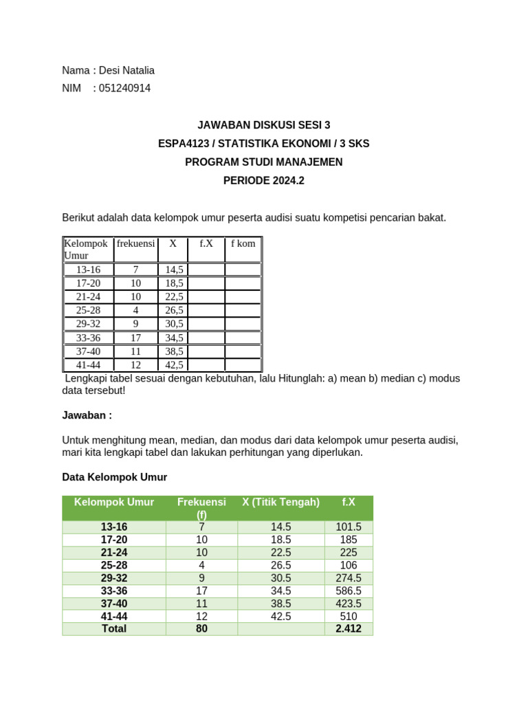 Sesi 3 Statistika Ekonomi | PDF