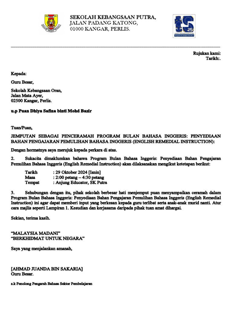 Surat Jemputan PROGRAM | PDF