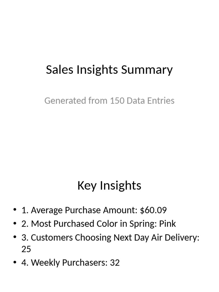 Sales Insights Presentation | PDF | Business | Computers