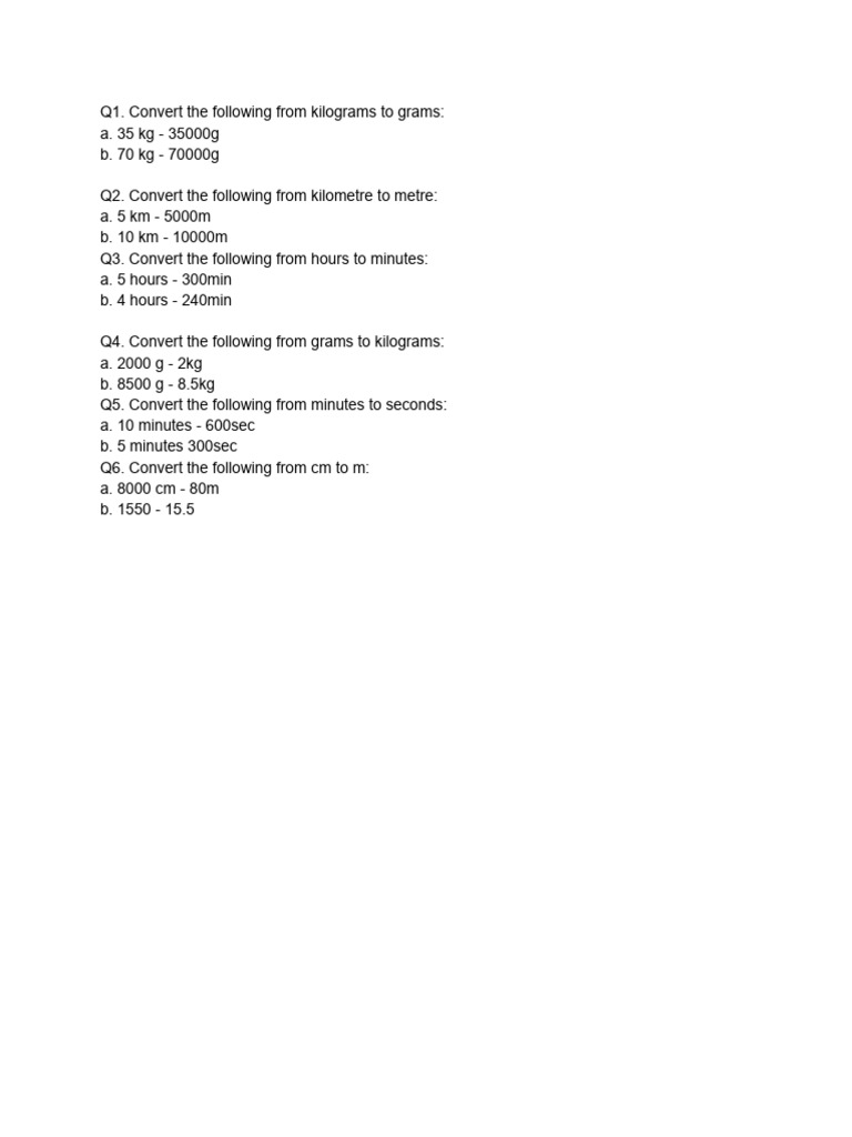 Unit Conversion Examples And Solutions Pdf