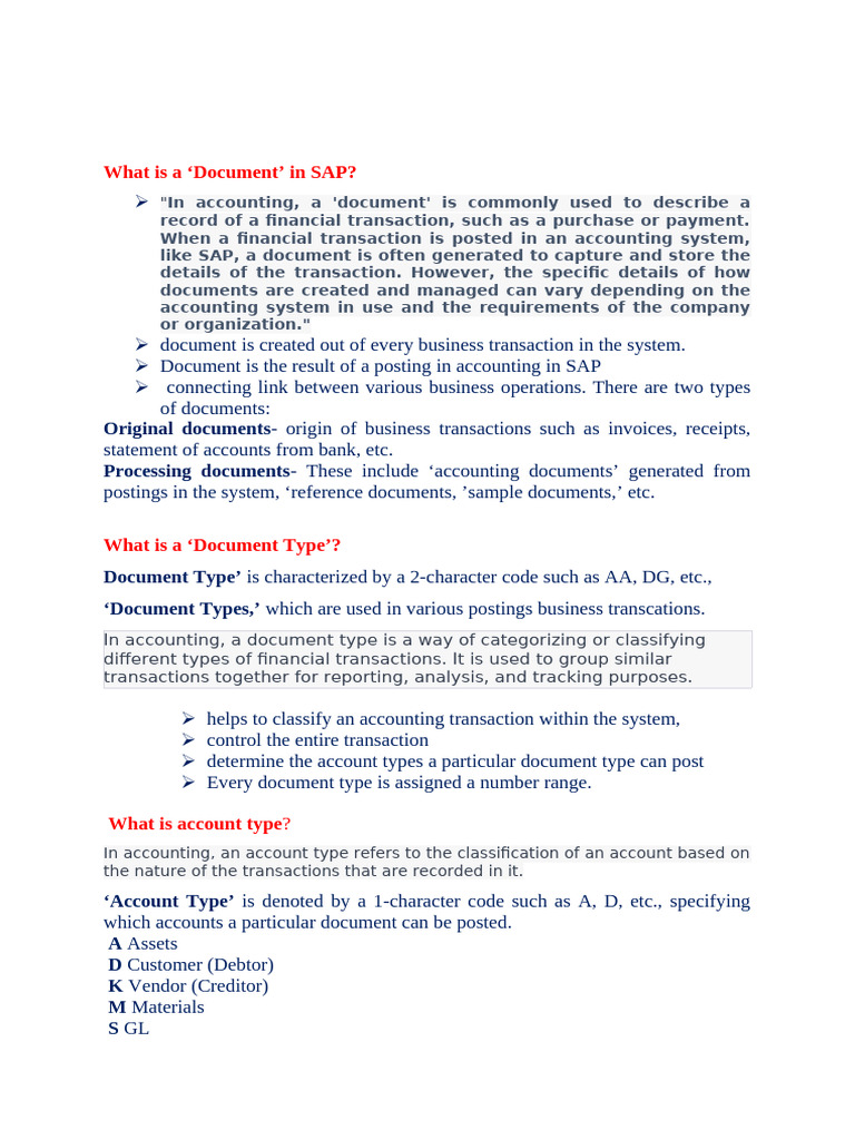 Understanding SAP Document Types and Management | PDF | Debits And ...