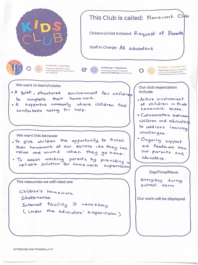 Homework Club-Kids Club | PDF