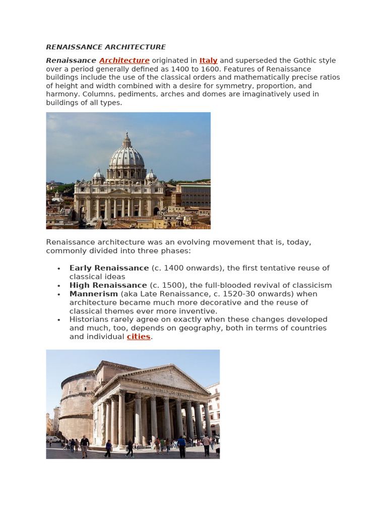 Renaissance Architecture | PDF