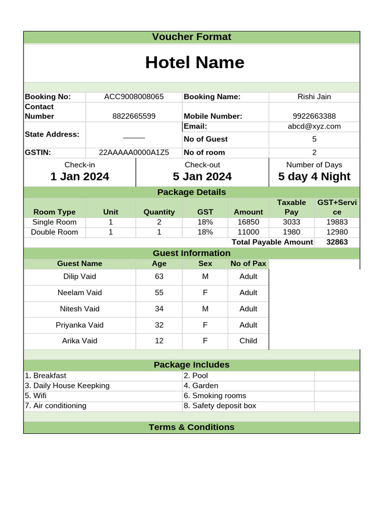 Hotel Voucher Format - 01 | PDF