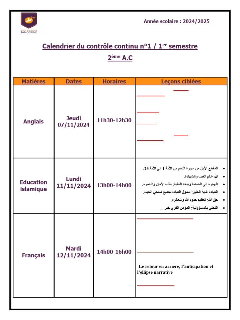 cc1 1er Semestre 2ac. d2 | PDF