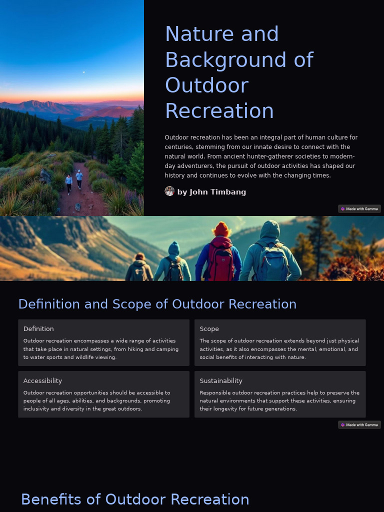Nature and Background of Outdoor Recreation | PDF | Outdoor Recreation | Recreation