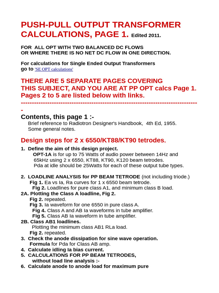PP Opt Design | PDF | Amplifier | Transformer