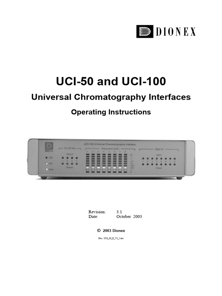 UCI-50 and UCI-100 Universal Chromatography Interfaces Operating | PDF ...