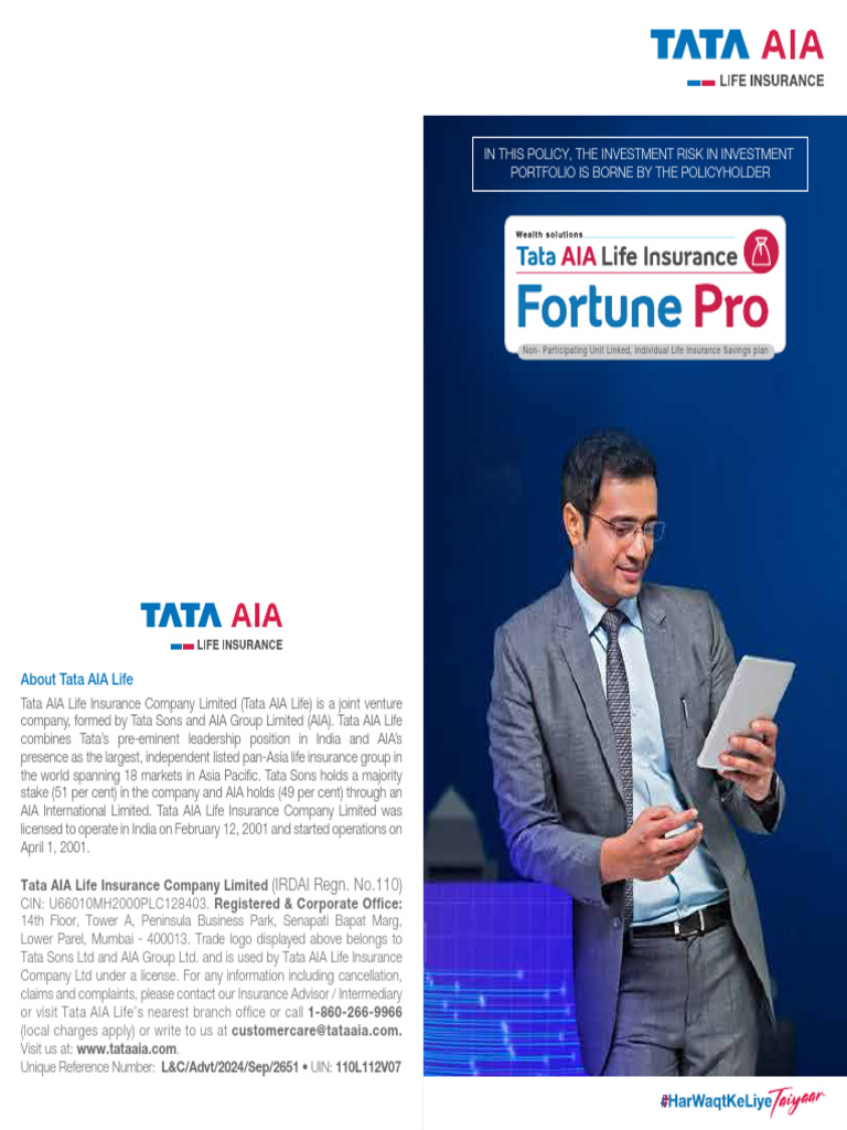 Tata AIA Fortune Pro Insurance Plan | PDF | Insurance | Life Insurance