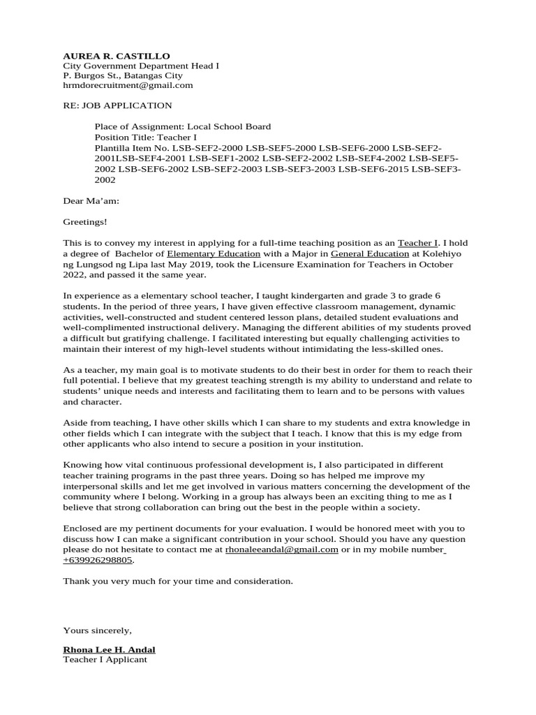 Letter of Intent. SDO Batangas | PDF | Teachers | Behavior Modification