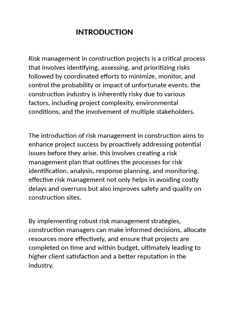 Risk Management in Construction Projects | PDF | Risk Management | Risk