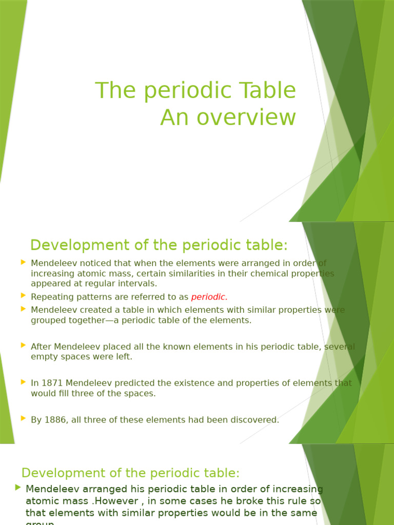 The Periodic Table An Overview | PDF