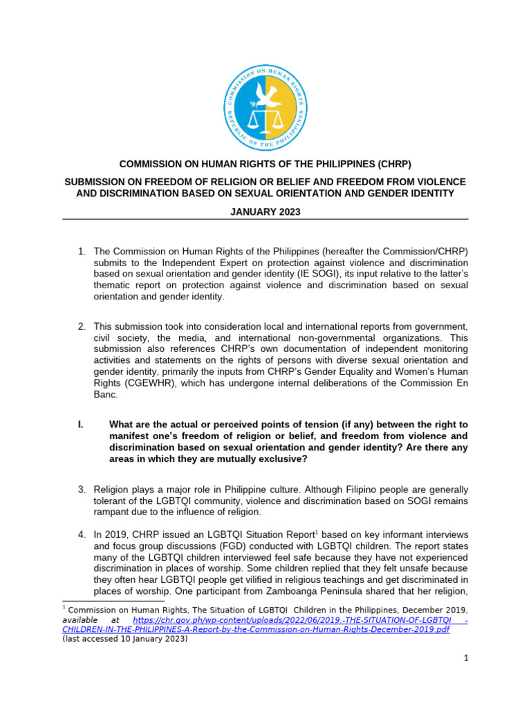 CHRP Report on Religion and LGBTQI Rights | PDF | Discrimination ...