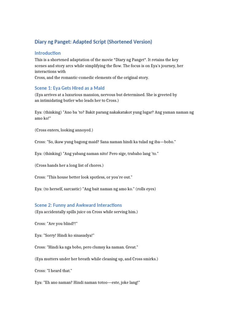 Diary NG Panget Adapted Script | PDF | Art