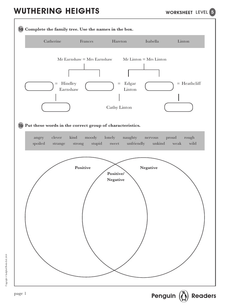 PR WUTHERING HEIGHTS Worksheet-2 | PDF | Wuthering Heights | Heathcliff ...