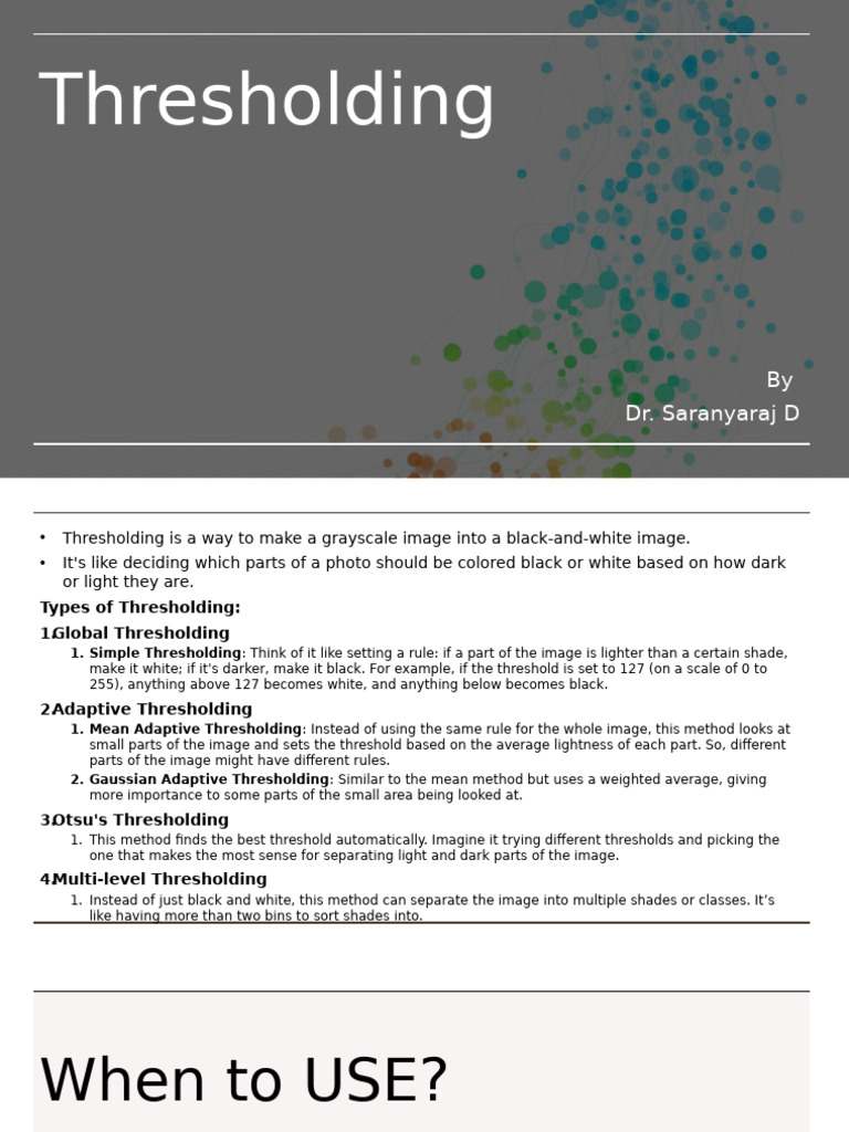 Adaptive Thresholding in Image Processing | PDF