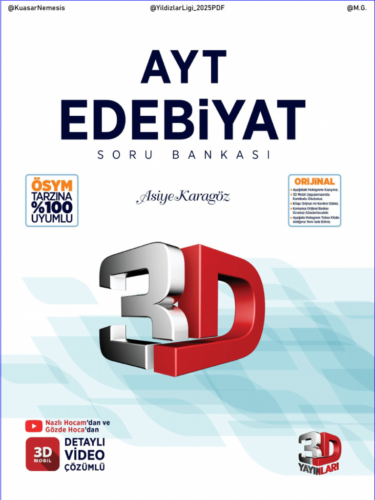 2025 3D Yayınları AYT Edebiyat Soru Bankası | PDF