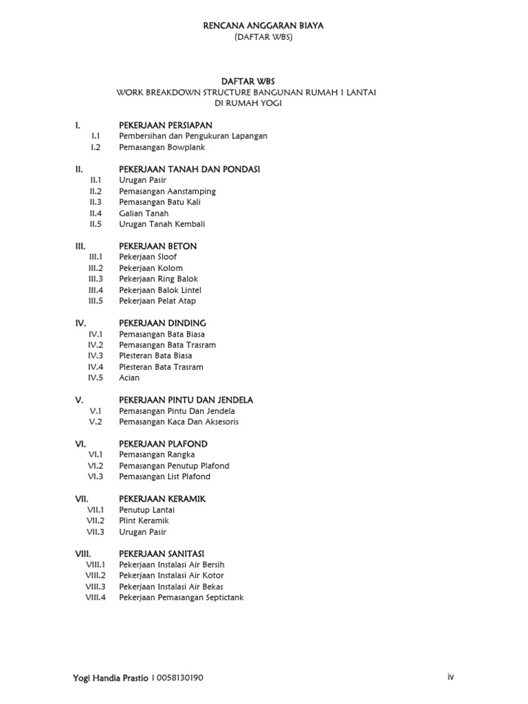 Rab Daftar Wbs | PDF | Seni