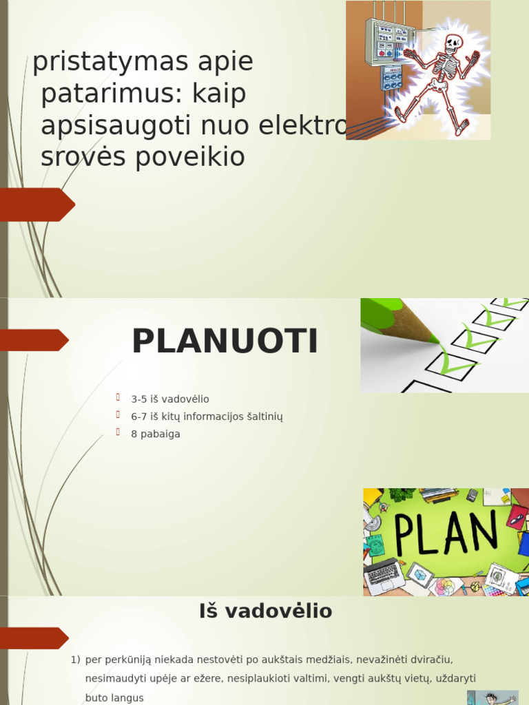 Pristatymas Apie Patarimus Kaip Apsisaugoti Nuo Elektros Srovės Poveikio | PDF