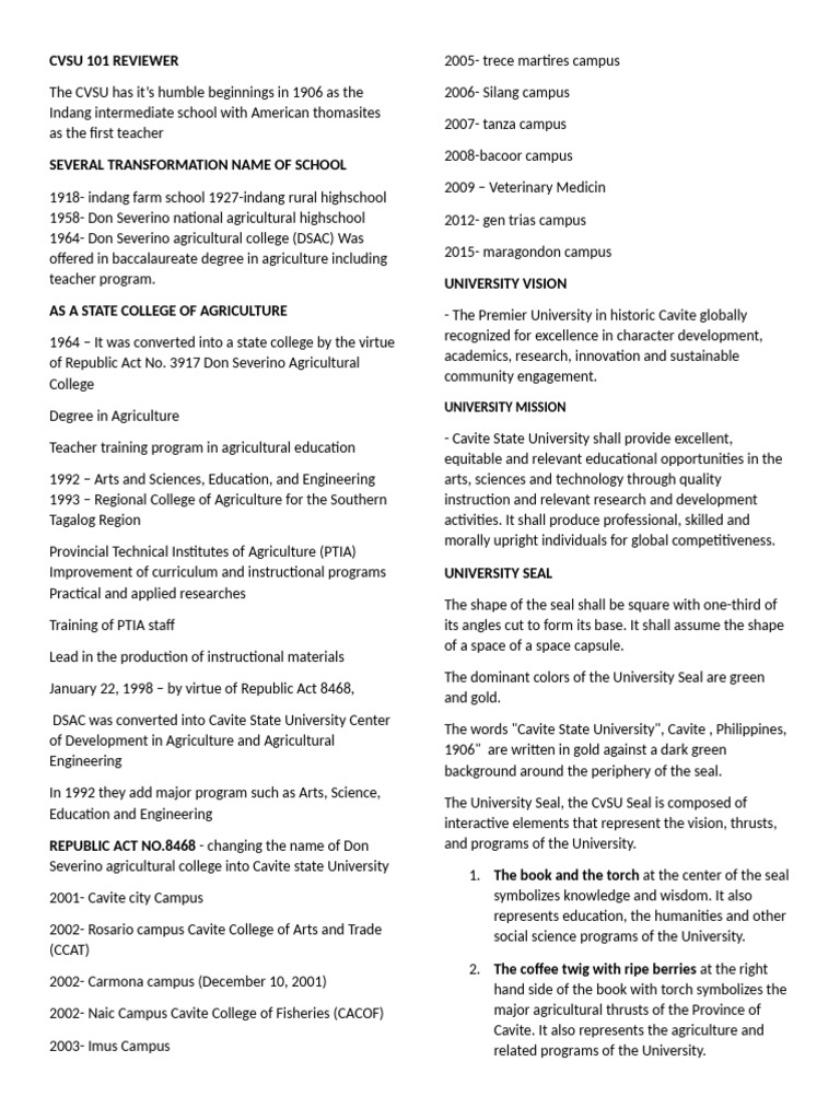 Cvsu 101 Reviewer | PDF