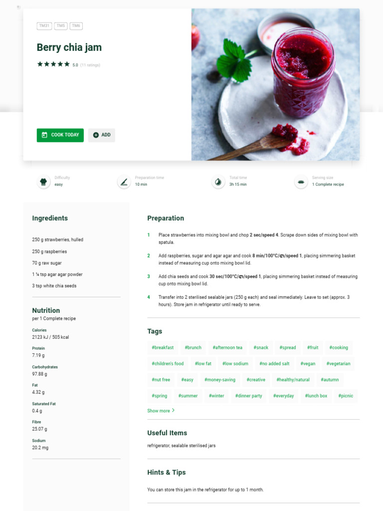 Berry Chia Jam - Cookidoo® - The Official Thermomix® Recipe Platform ...