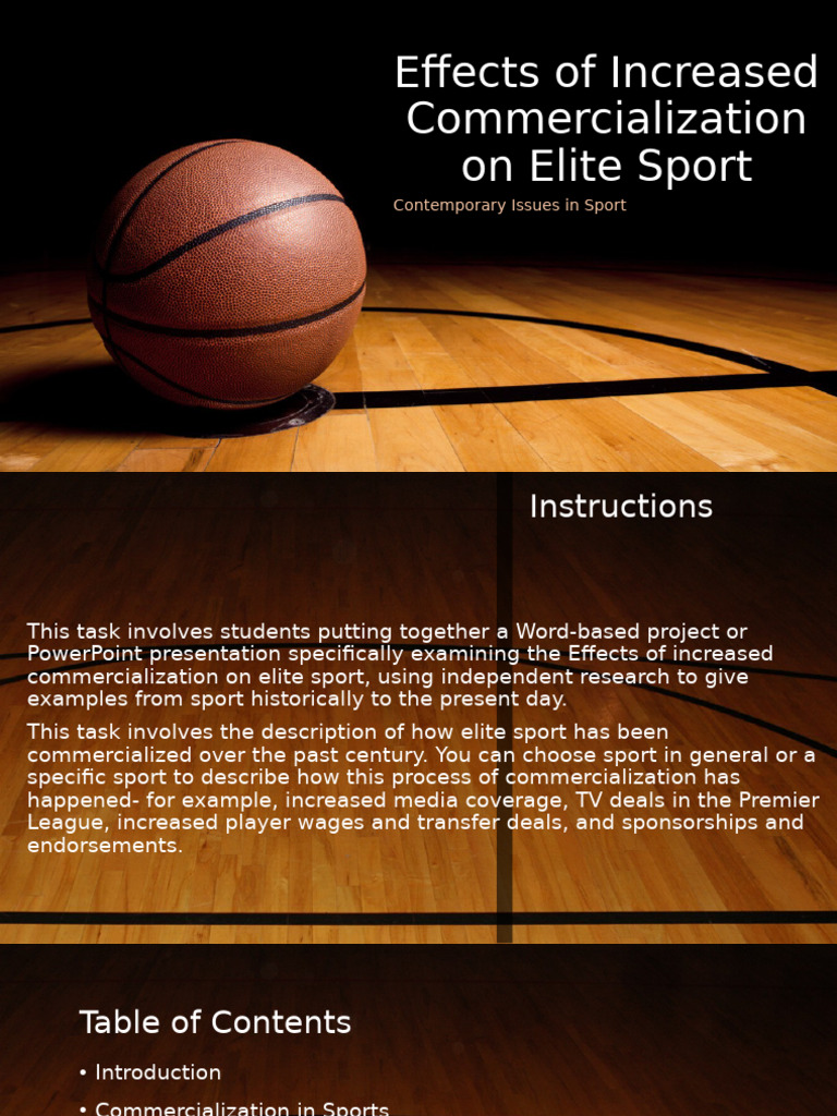 Effects of Increased Commercialization On Elite Sport | PDF
