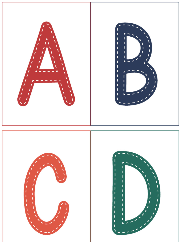 Colourful Stitched Letters Alphabet Flashcards | PDF