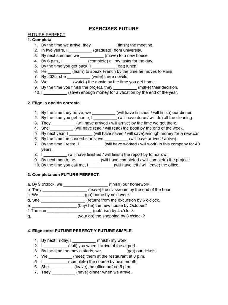 Exercises Future | PDF