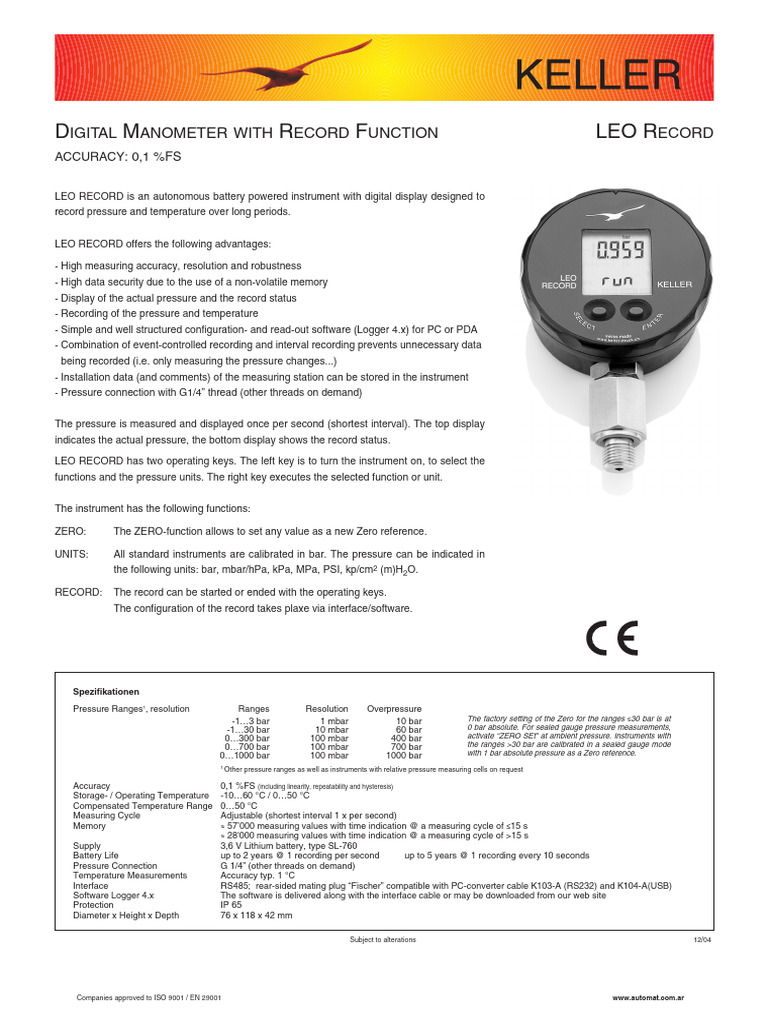 Leo_Record | PDF | Pressure Measurement | Calibration