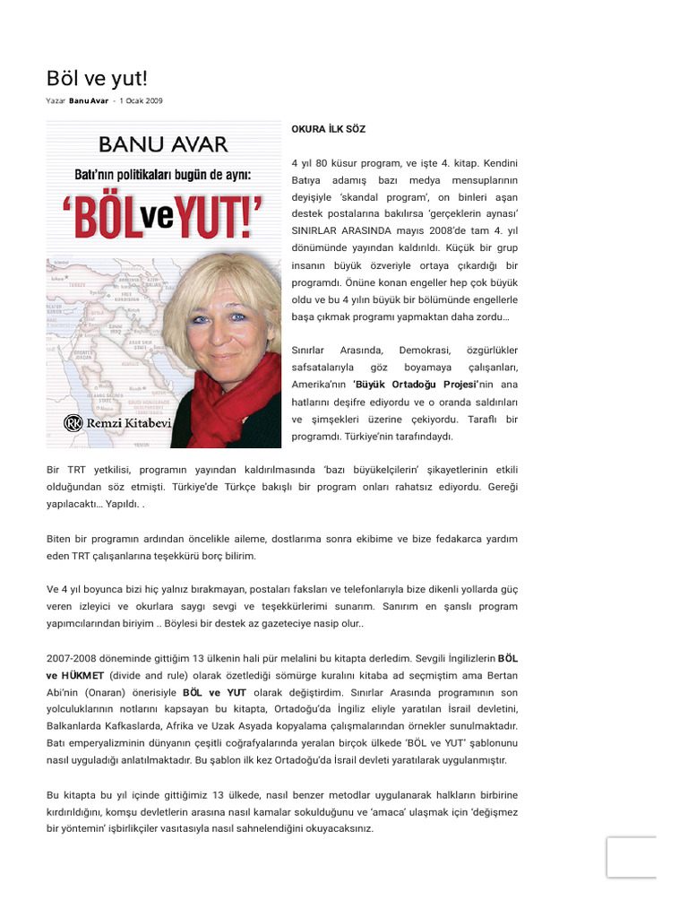 Böl Ve Yut! - Banu Avar | PDF