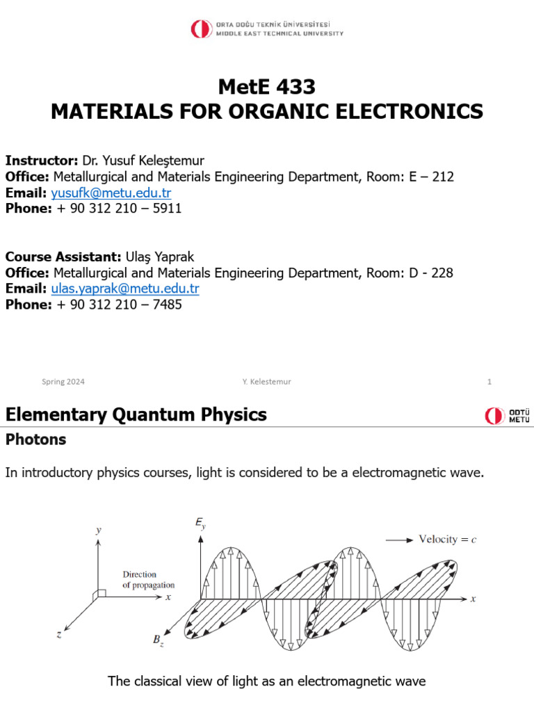 LectureNotes Week2 Spring2024 | PDF | Photoelectric Effect | Electron
