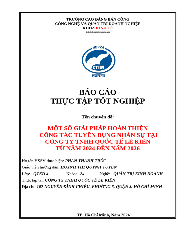 Đề Cương Báo Cáo TTTN | PDF