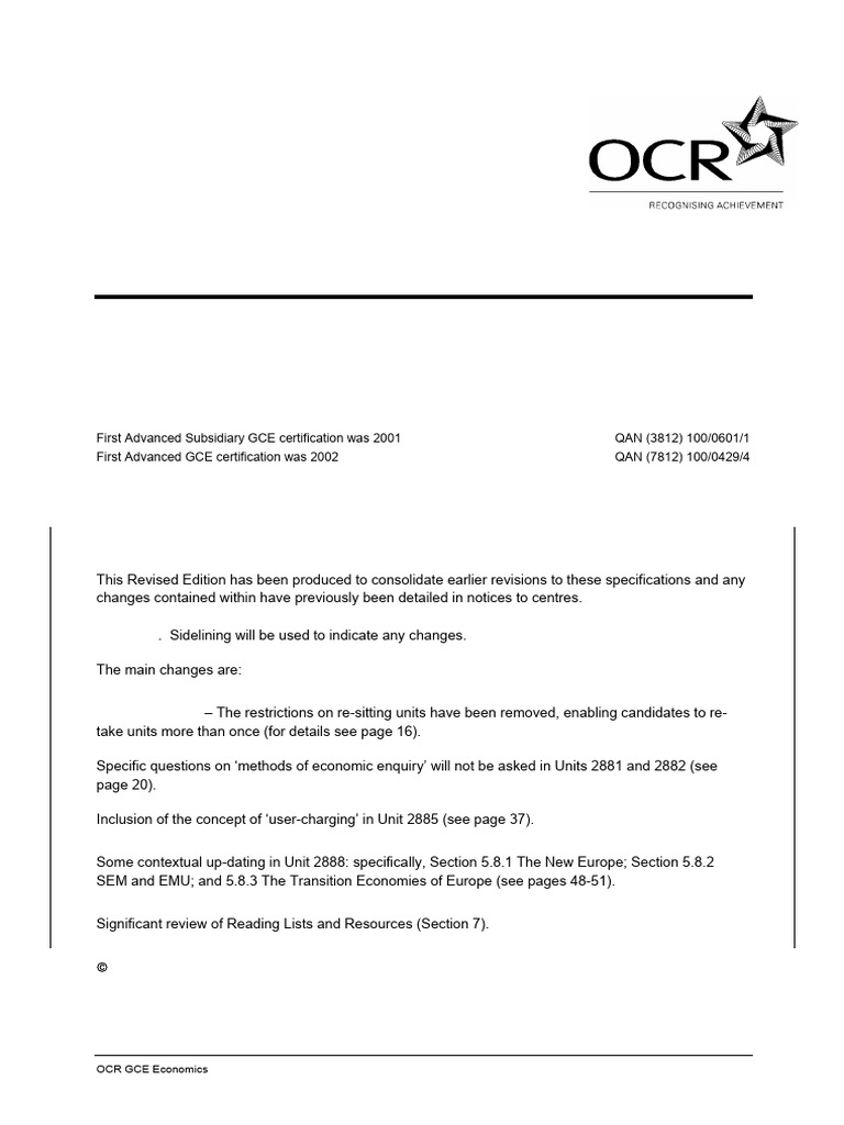 L As A Level Economics Specification | PDF | Demand | Supply (Economics)
