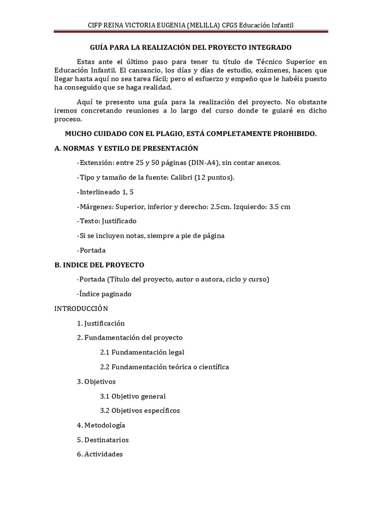 Guía para Hacer Un Proyecto Integrado CFGS Ei | PDF