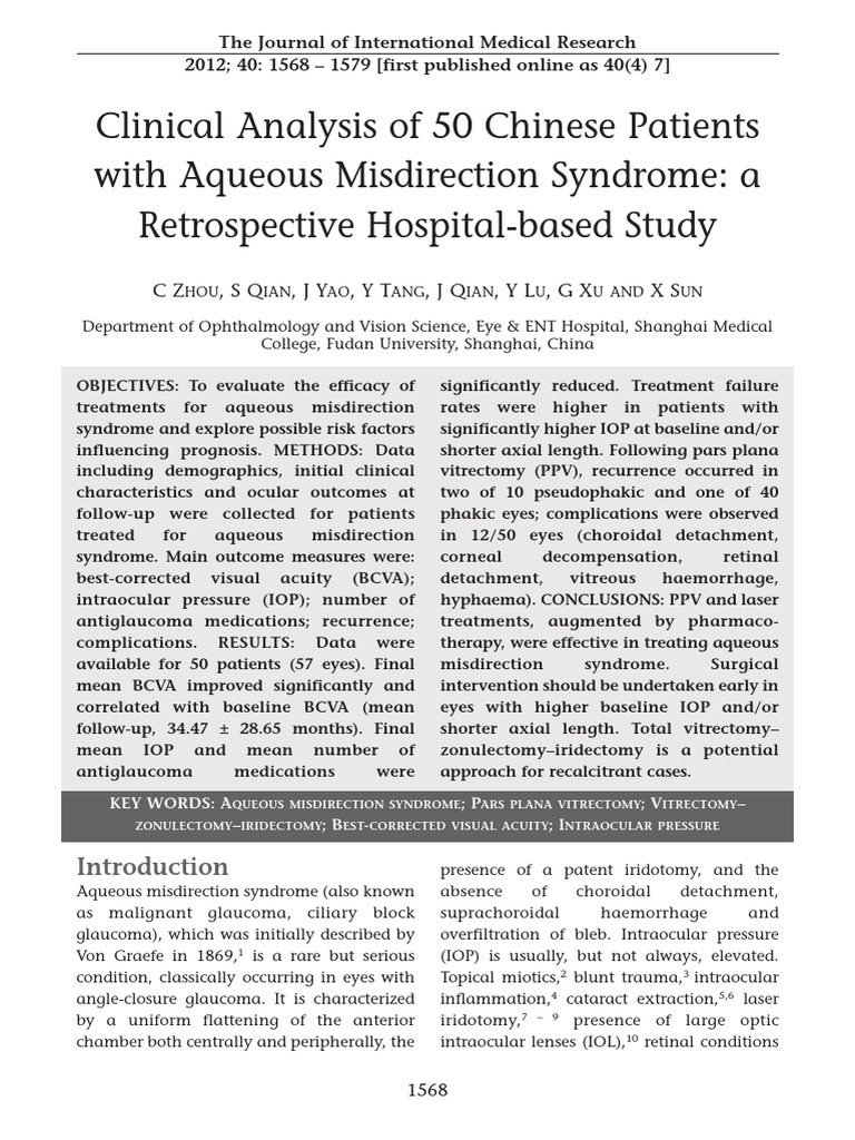 Clinical Analysis of 50 Chinese Patients With Aqueous Misdirection ...