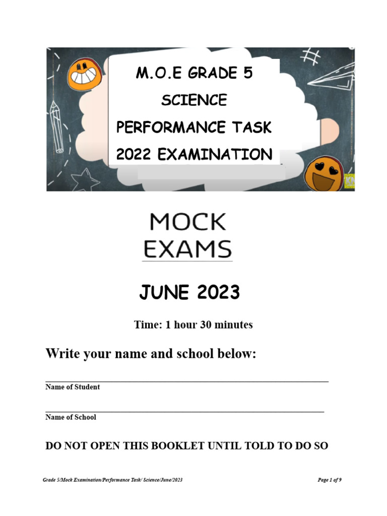 2022 Grade 5 PEP - Science Performance Task | PDF