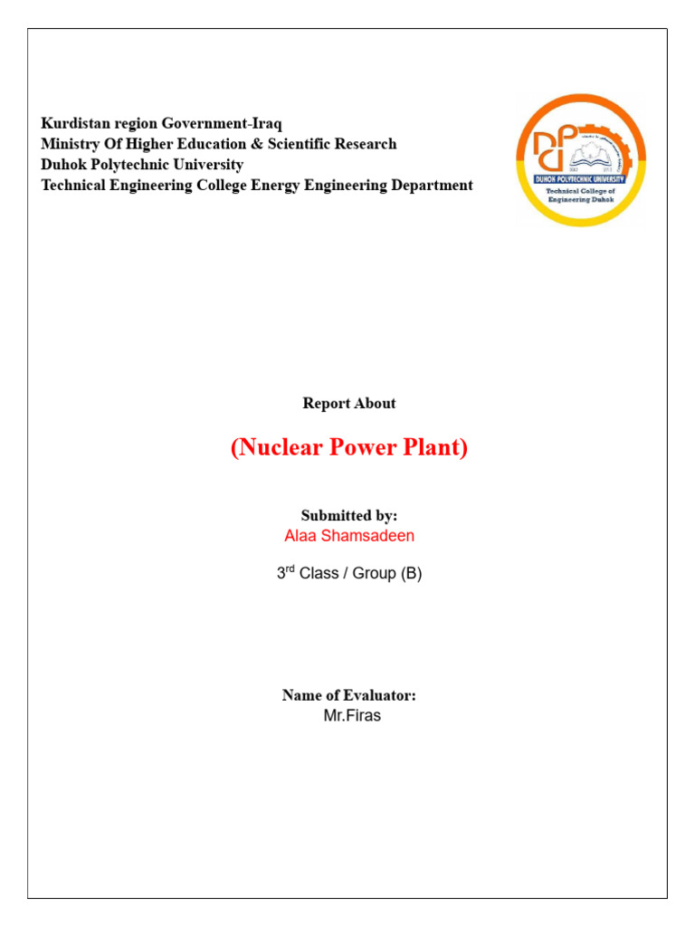 Alaa Shamsadeen (Power Plant) | PDF | Nuclear Reactor | Nuclear Power