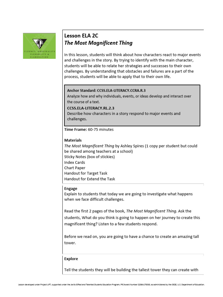 gr2 ELA 2C Most-Magnificent | PDF | Social Psychology | Learning