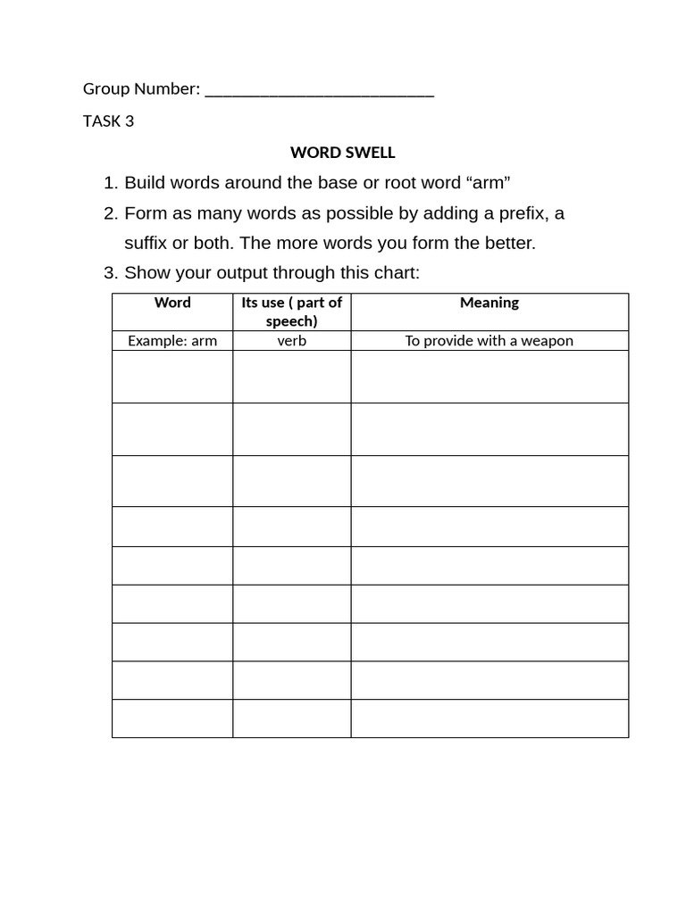Task 3 Word Swell | PDF | Language Arts & Discipline | Foreign Language ...